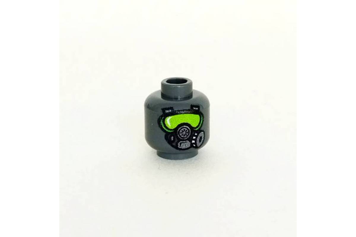 Gas Mask Head v2 Dark Bluish Gray - Custom printed Lego part | Nevabrick