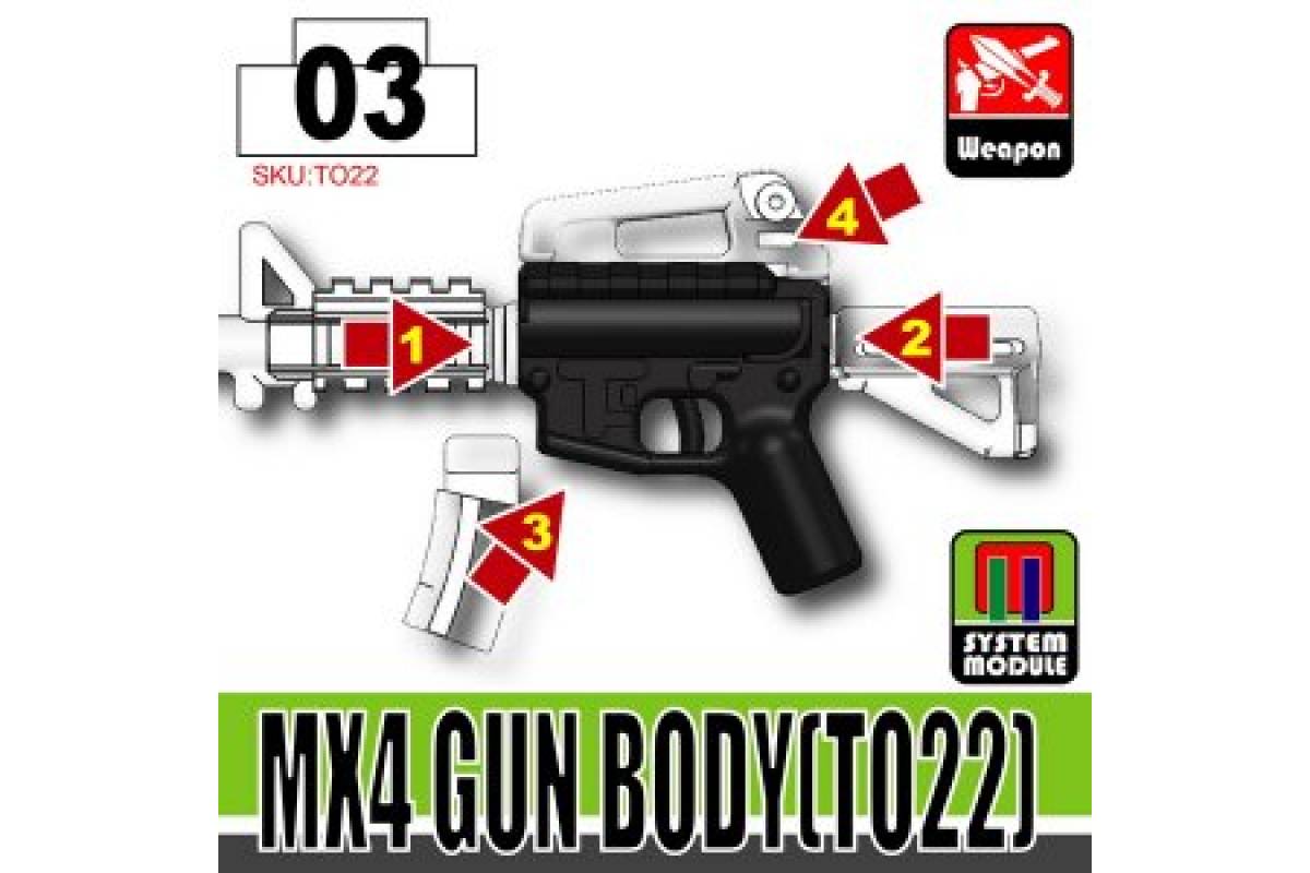 MX4 Gun Body(TO22) Black - Minifig.Cat toys custom weapons | Nevabrick ...